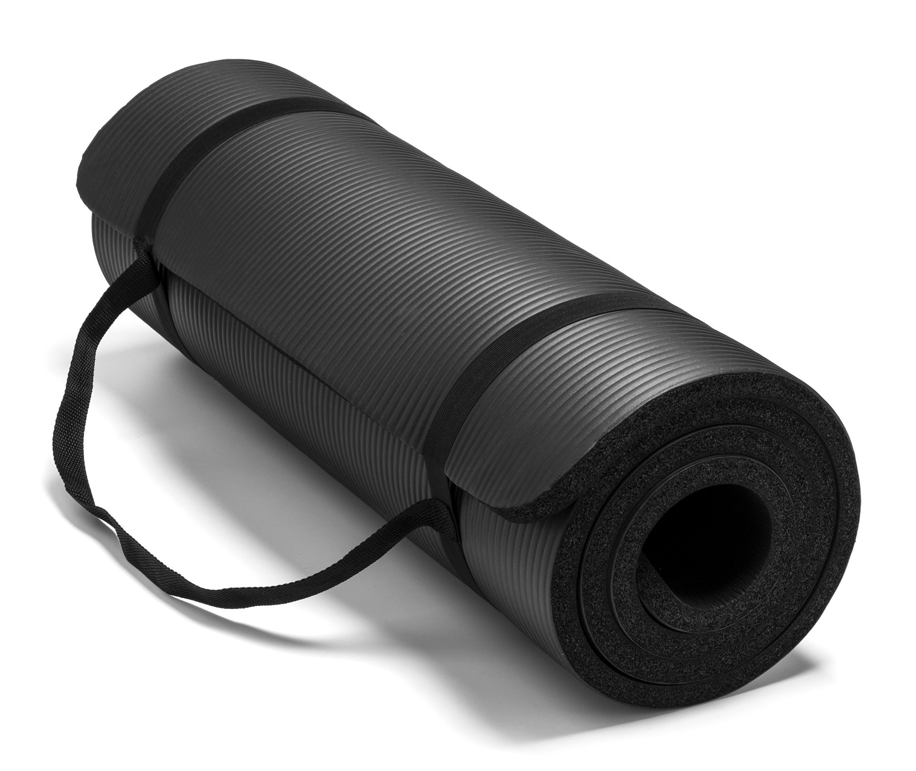 Spoga, Premium 5/8-inch Extra Thick 71-inch Long High Density Exercise Yoga Mat with Comfort Foam and Carrying Straps , Black