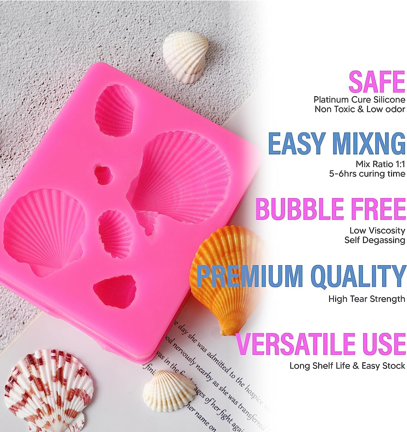 TECHAROOZ Liquid Silicone for Mold Making Kit 140 Oz/1 Gallon/8.8lb - Shore 20A Food Grade - DIY Mold Making Silicone Rubber for Casting Crafy Epoxy Resin, Soaps & Candles Molds (Clear, Aqua and Pink)