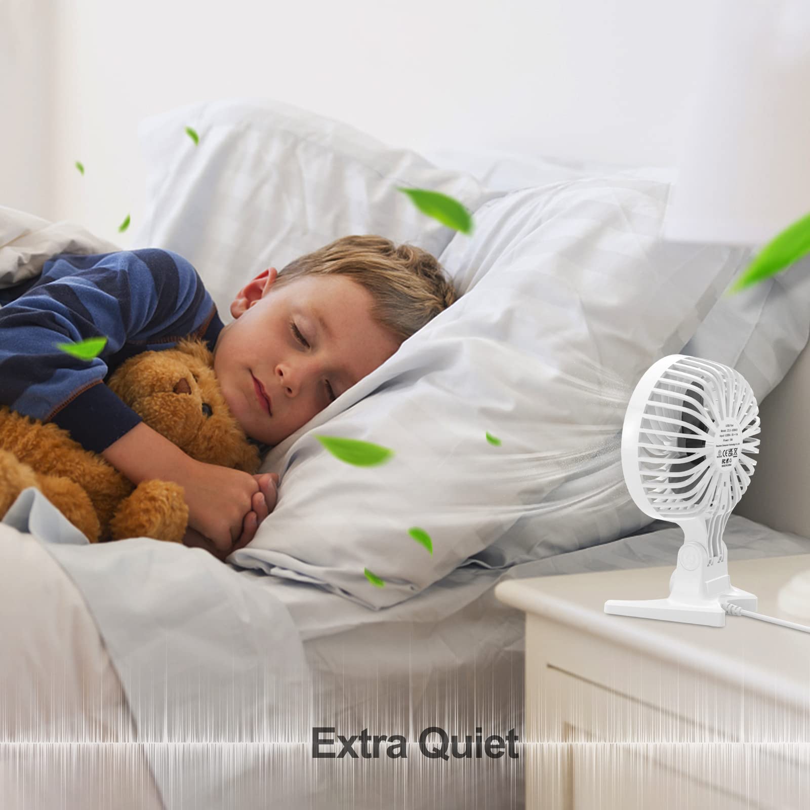 ZOEYEA USB Desk Fan, Strong Airflow Small Fan, Adjustable Rotation Desktop Table Cooling Fans with Plug-in USB Powered Cable, Quiet Personal Mini Fans for Home Office Travel