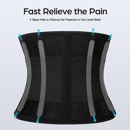 SZCLIMAX Back Brace for Back Pain Relief, Back Support Belt for Men Women, Lumbar Lower Back Support Belt for Body Shape, Herniated Disc, Sciatica, Breathable Lumbar Brace (Black,Large)