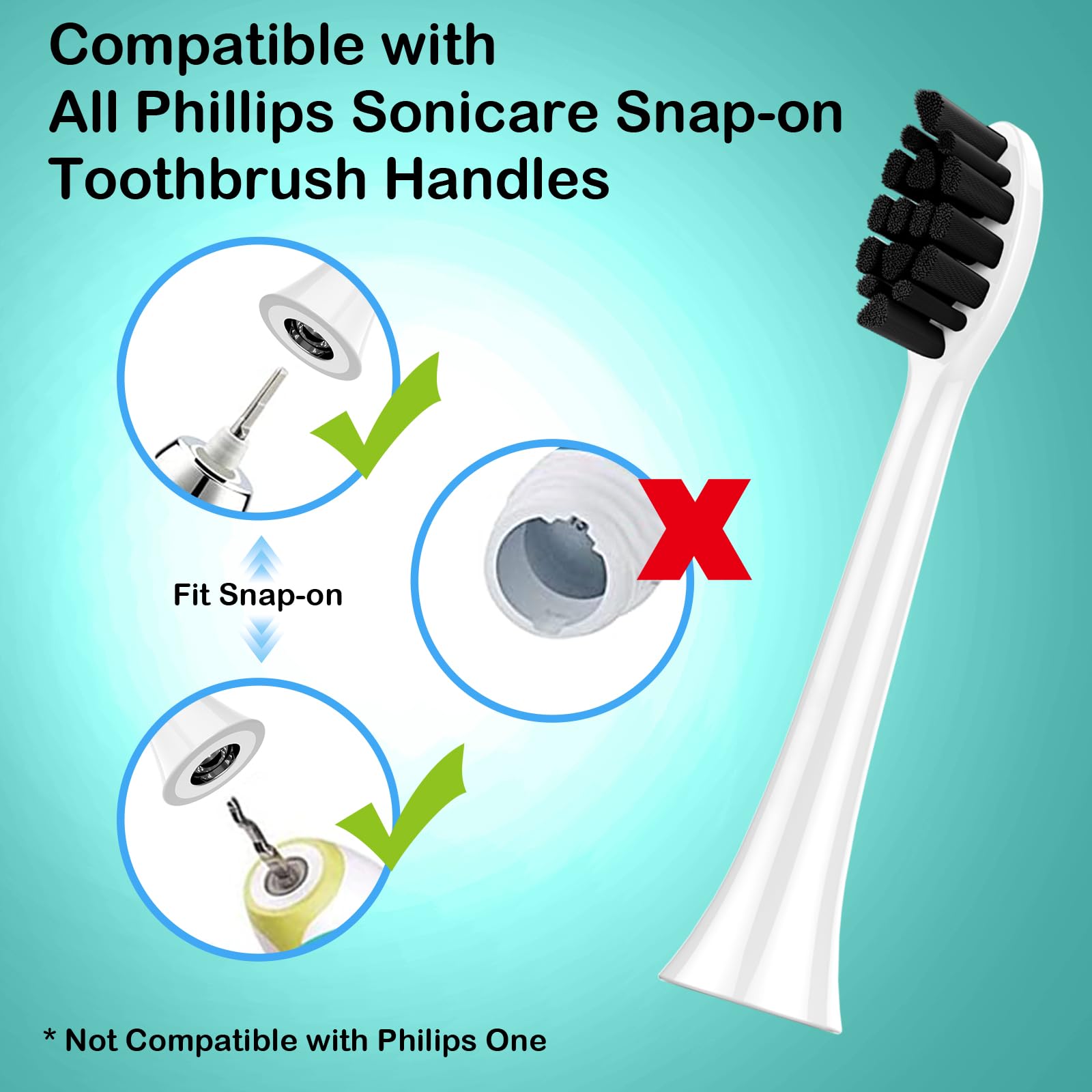 Toothbrush Replacement Heads for Philips Sonicare : Charcoal Toothbrush Heads Compatible with C1-C2-C3 Electric Brush Head(Click-on/Snap-on)