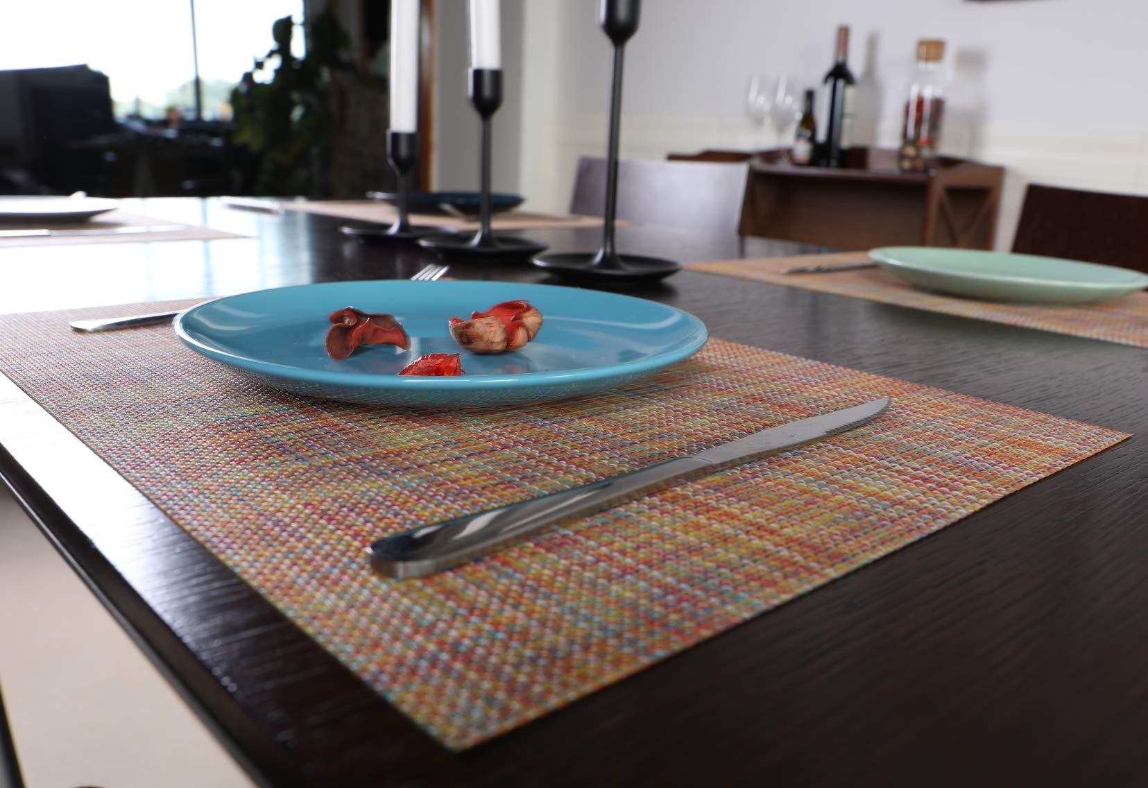 SUNSHINE FASHION Placemats,Placemats for Dining Table,Heat-Resistant Placemats, Washable PVC Table Mats,Kitchen Table mats Set of 4