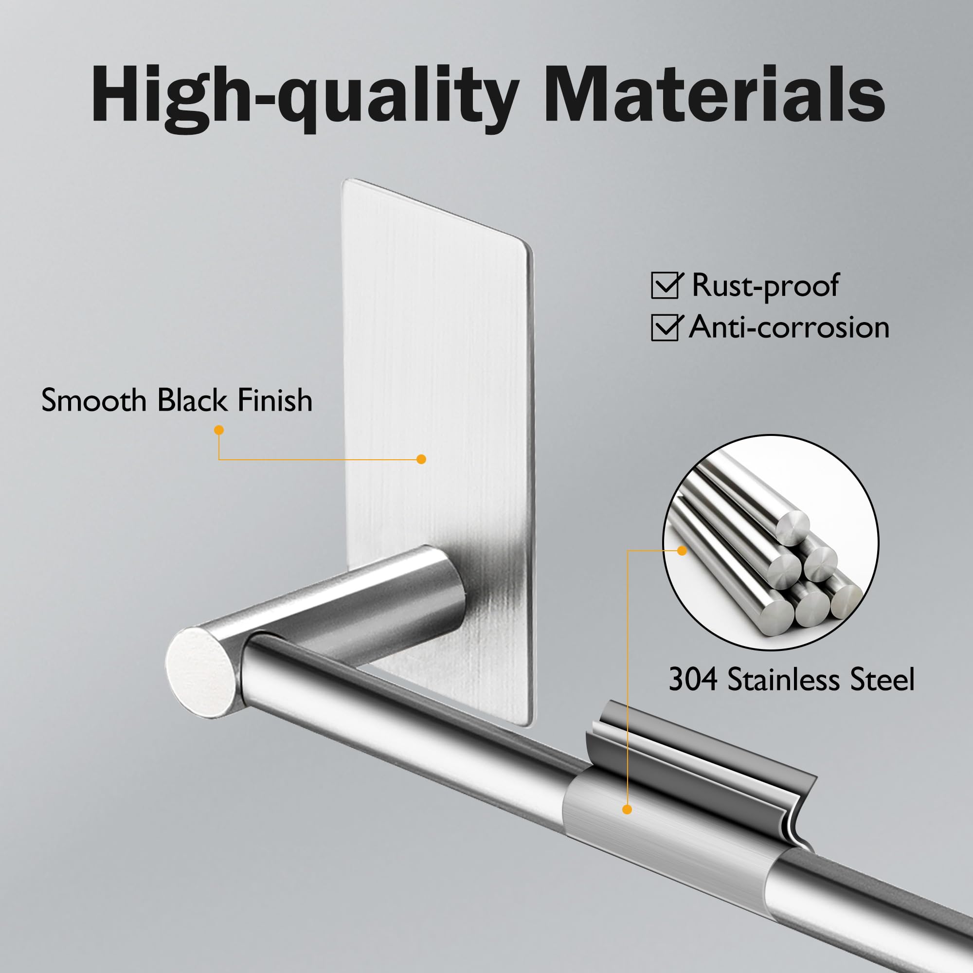 Taozun Towel Bar - 32 Inch Towel Holder with 2 Packs Adhesive Hooks, Hand Towel Rack Stick on Wall, Stainless Steel Bathroom Hardware Accessory Kit