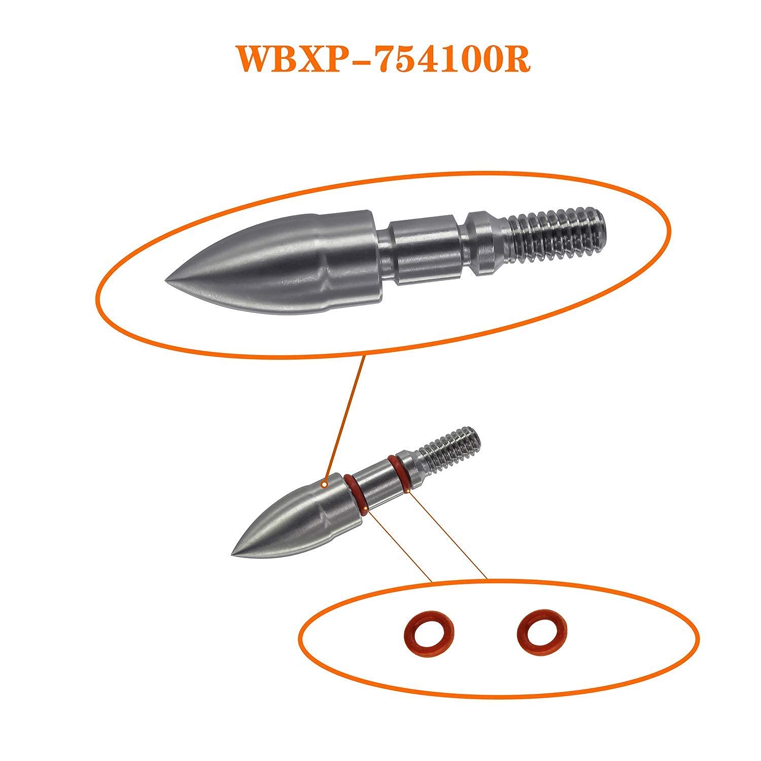 Wisdom 100 Grains Arrow Field Points 19/64 inch 7.54mm Stainless Steel Bullet Point Archery Tip for Bow Hunting Target Practice Inserts 1 Dozen 12 PCS