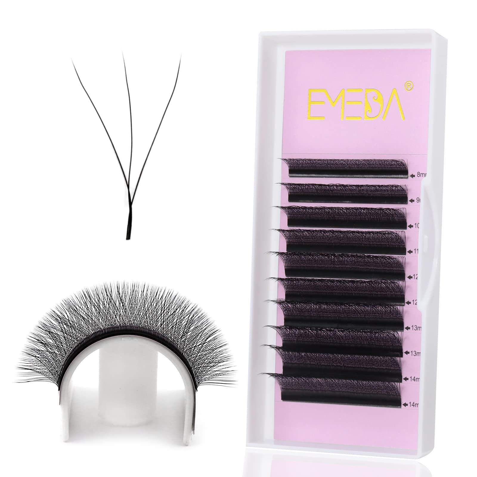 Y Lash Extensions C Curl .07mm 8-12mm Mix Tray Premade Volume 2D Fans Eyelash Extension .07 Mix YY Type Wispies Soft Eye Lashes Supplies by EMEDA (0.07 C MIX 8-12 )