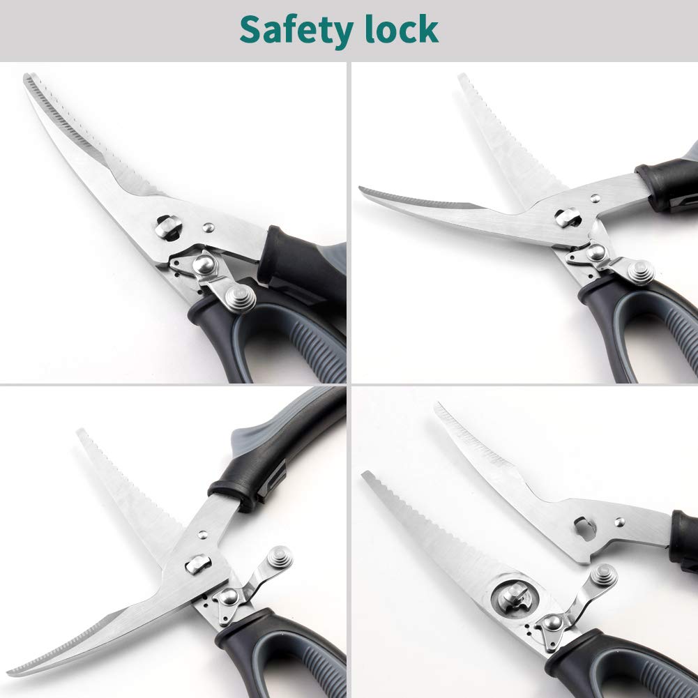 SZFIXEZ Kitchen Scissors Heavy Duty Poultry Shears for Cutting Meat, Seafood,Chicken Bone Game Poultry Chopping Food - Stainless Steel Spring Loaded Scissors