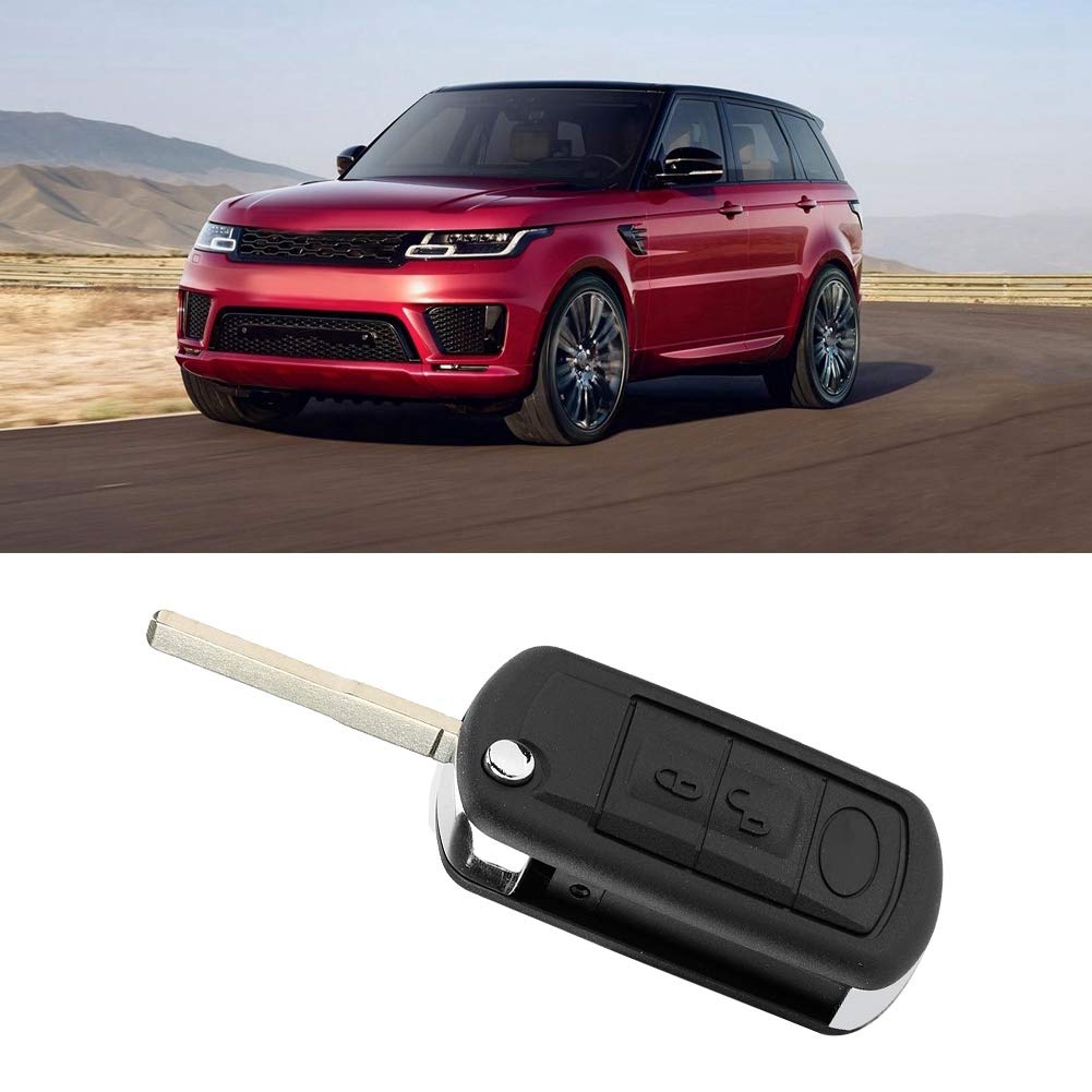 Terisass 3 Buttons Car Keyless Entry Remote Control Flip Folding Key Case Shell with Key Embryo Replacement Auto Key Fob Shell Case with Uncut Blade for Range Rover Sport