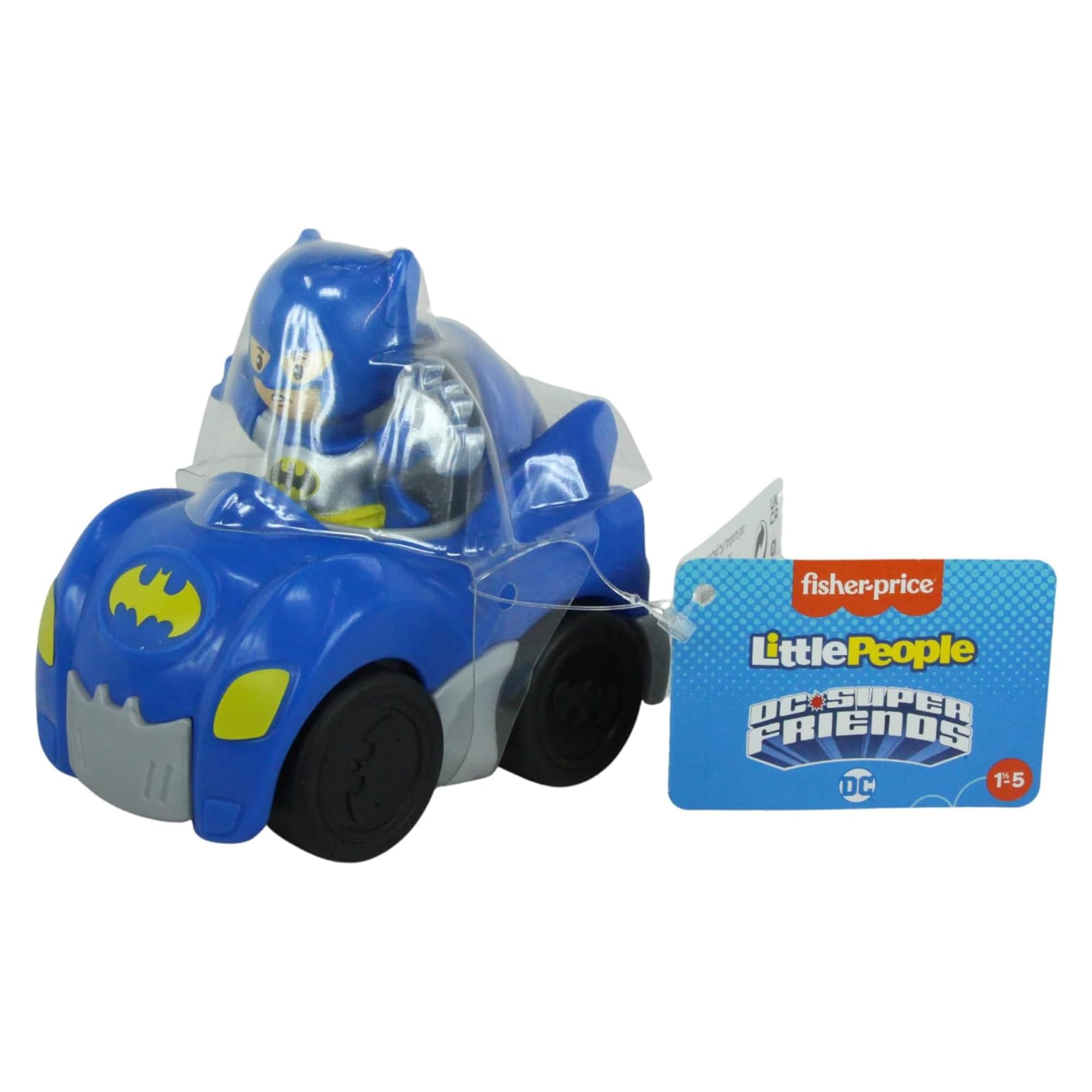 Toptoys2u Bargain Bundles Little People DC Super Friends Large 5" 12cm Wheelies Twin Pack - Includes Batman, Batmobile, Joker & Jokermobile