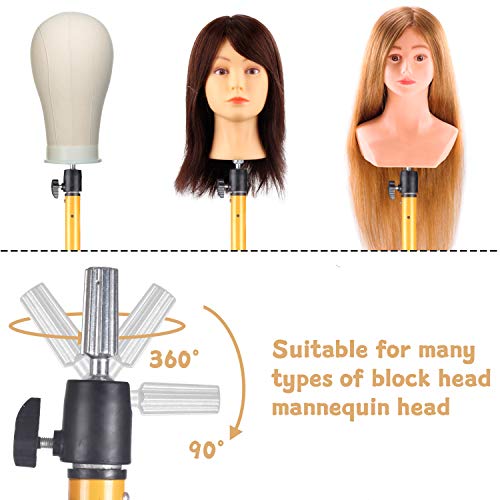 Smilco Wig Stand Tripod Mannequin Head Stand, Adjustable Heavy Duty Wig Head Stand for Cosmetology Hairdressing Training