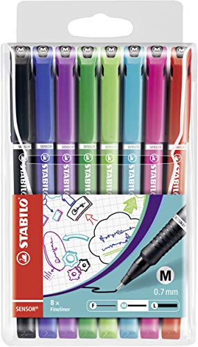 STABILO Fineliner SENSOR M - Wallet of 8 - Assorted Colours