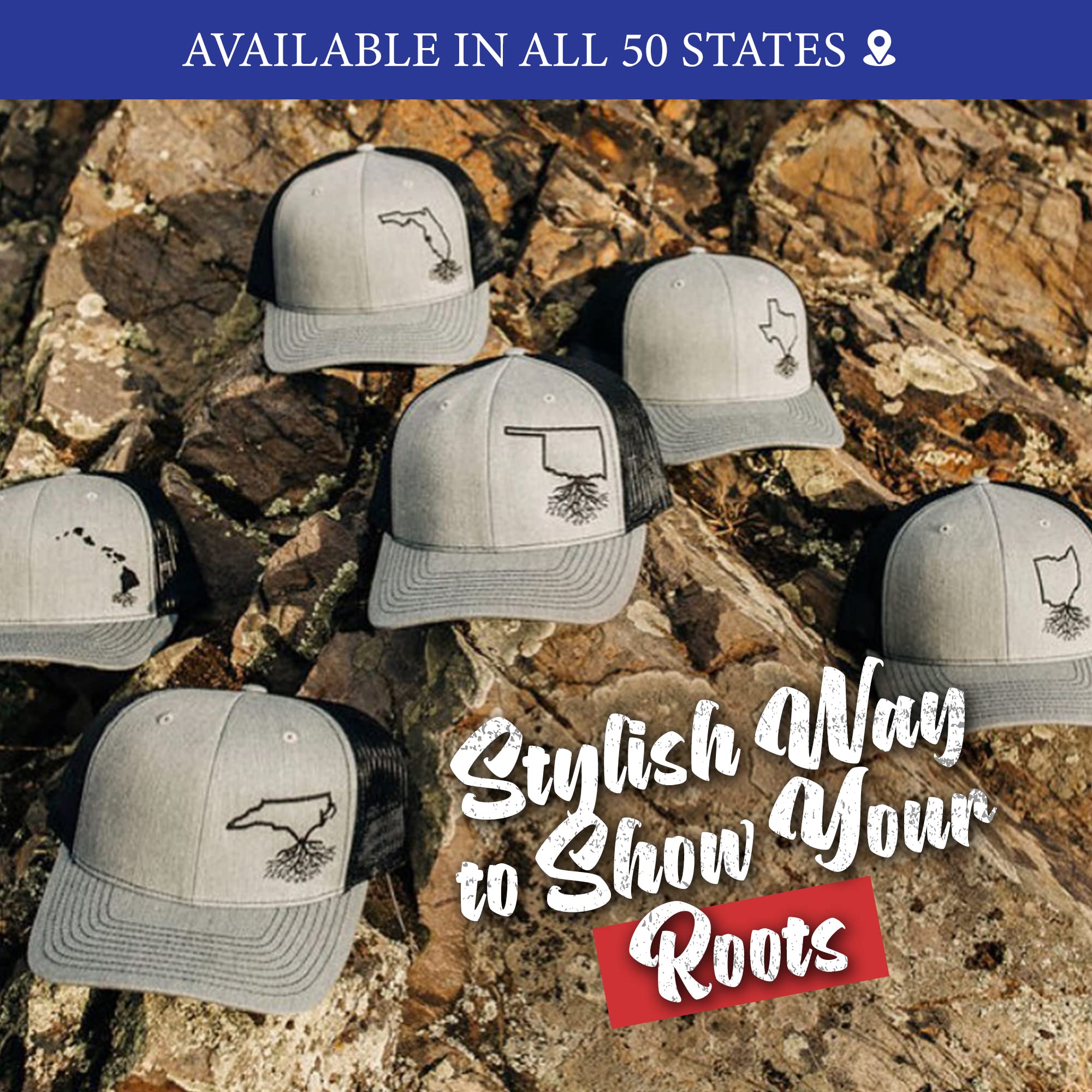 WYR Clothing Snapback Hat with State Map Design, Stylish Hats for Men and Women, Polyester Cotton Baseball Cap with Mesh Back, Six-Panel Trucker Hats, Universal Size