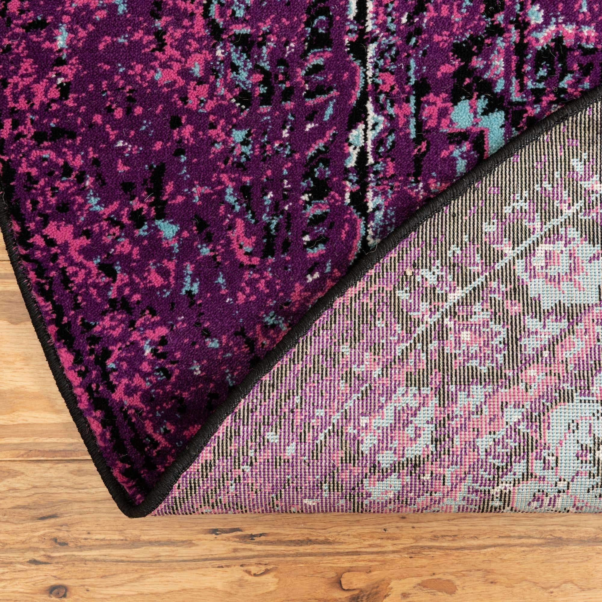 Unique Loom Imperial Collection Paisley, Distressed, Border, Vintage, Modern, Abstract Area Rug, 4 ft x 6 ft Oval, Lilac/Black