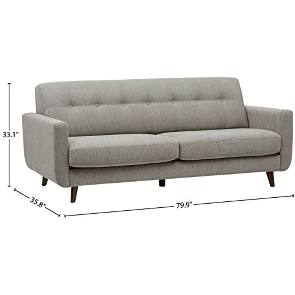 TBGFPO Rivet Mid-Century Sofa Couch, 79.9" W, Pebble Grey