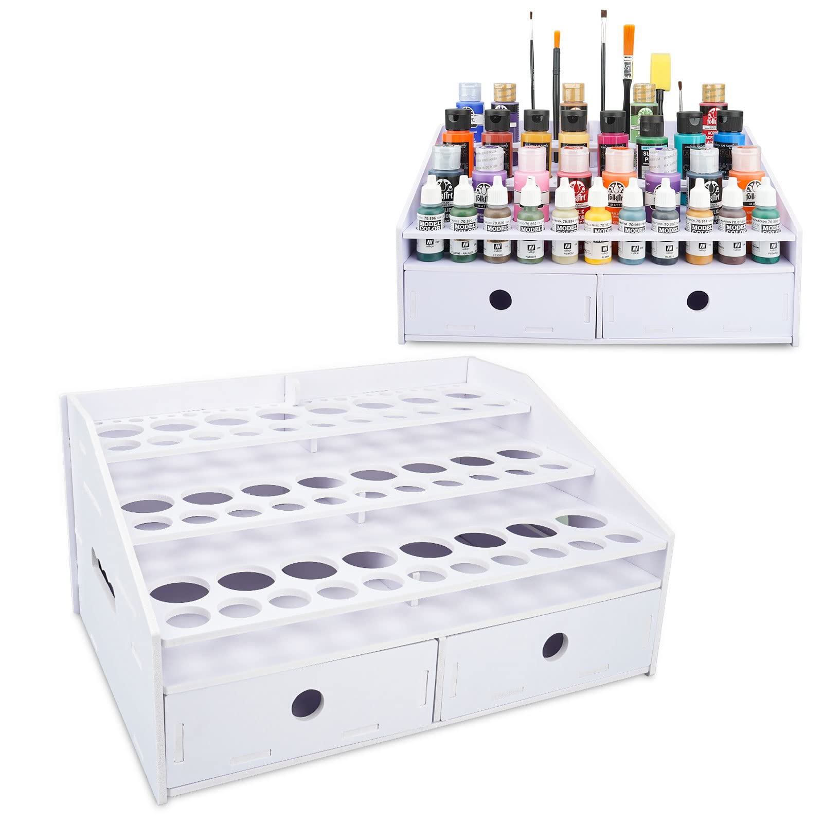 SANFURNEY Paint Rack Stand Pigment Ink Bottle Paints Tool Storage with Cabinet Holder Organizer for 57 Bottles of Paints