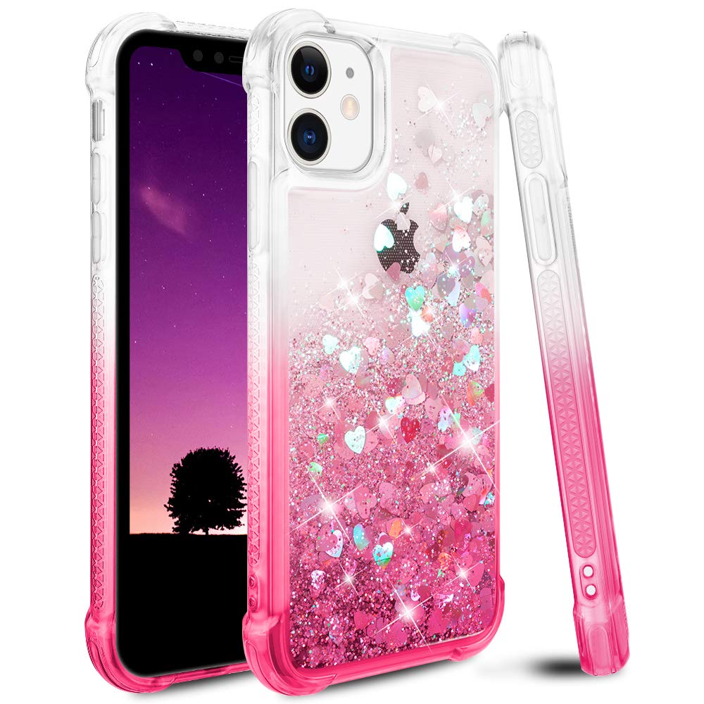 Ruky iPhone 11 Case, iPhone 11 Glitter Case, Gradient Quicksand Series Glitter Flowing Liquid Floating Soft TPU Bumper Cushion Girls Women Phone Case for iPhone 11 6.1 inches 2019 (Gradient Pink)