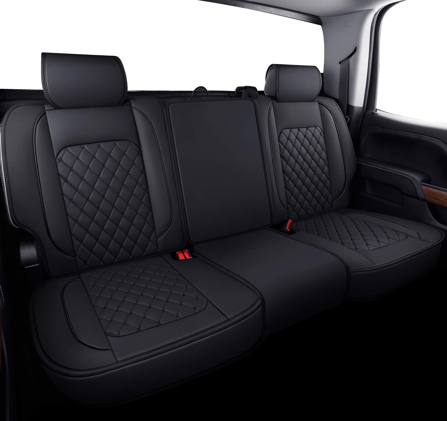 YIERTAI Car Seat Covers Compatible with Chevy Chevrolet Silverado GMC Sierra Custom fit for 2007-2024 1500 2500 3500 HD Crew Cab Trail Boss Pickup with Waterproof Leather, Full Set, Black