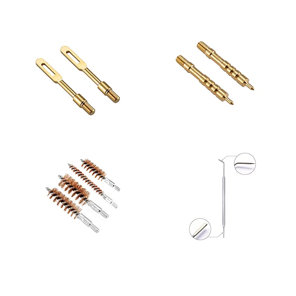 VEFAIR Universal Handgun Cleaning Gun Kit Cleaning Kit Brass Jags Tips for .357/9mm.40.45 Caliber Pistols with Zipper Closed Portable Case
