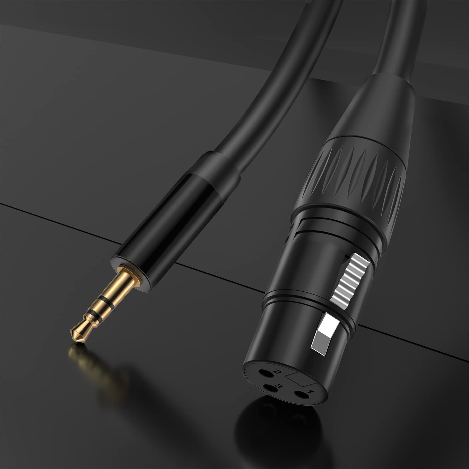 Yinker 3.5mm to XLR Female 5ft/1pack, 1/8 Inch TRS to XLR Female 3 Pin Microphone Cable Mic Cord Balanced Stereo(1/8 to XLR)