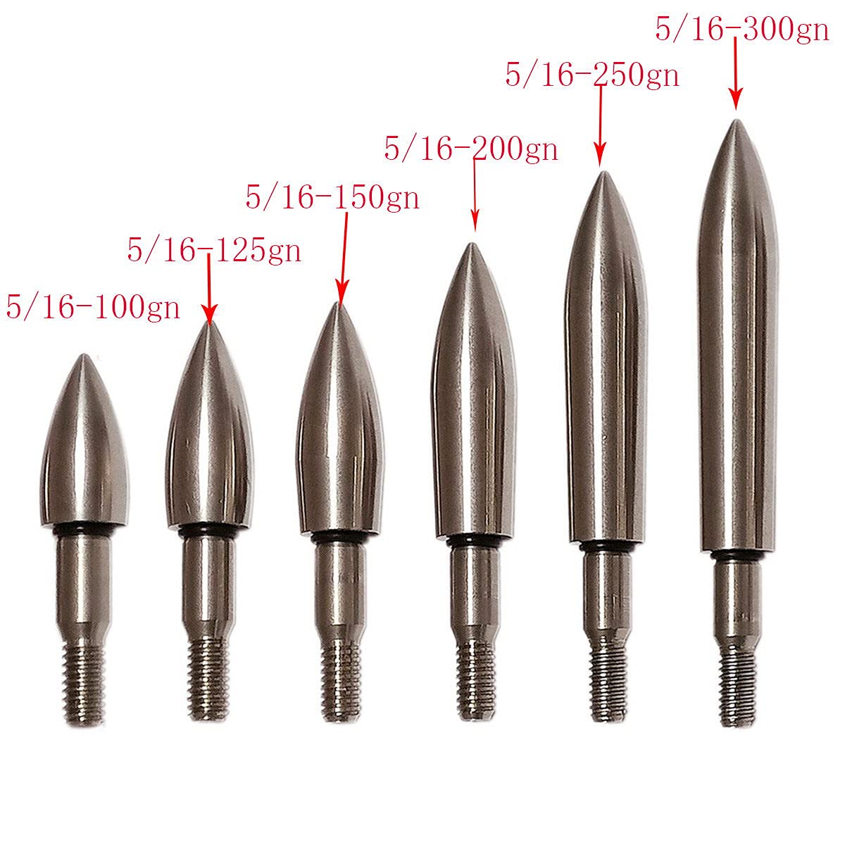 yeseje Equipped with Stainless Steel Archery Field Points of Various Sizes and Weights 12 Pack(17/64-125grain)