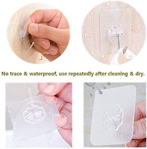 SZYIKUER Heavy Duty Adhesive Hooks 33 lb(Max) 15KG,Waterproof and Oilproof Reusable Seamless Hooks Heavy Duty Wall Hook for Kitchen Bathroom Office (Transparent Small 8 pcs)