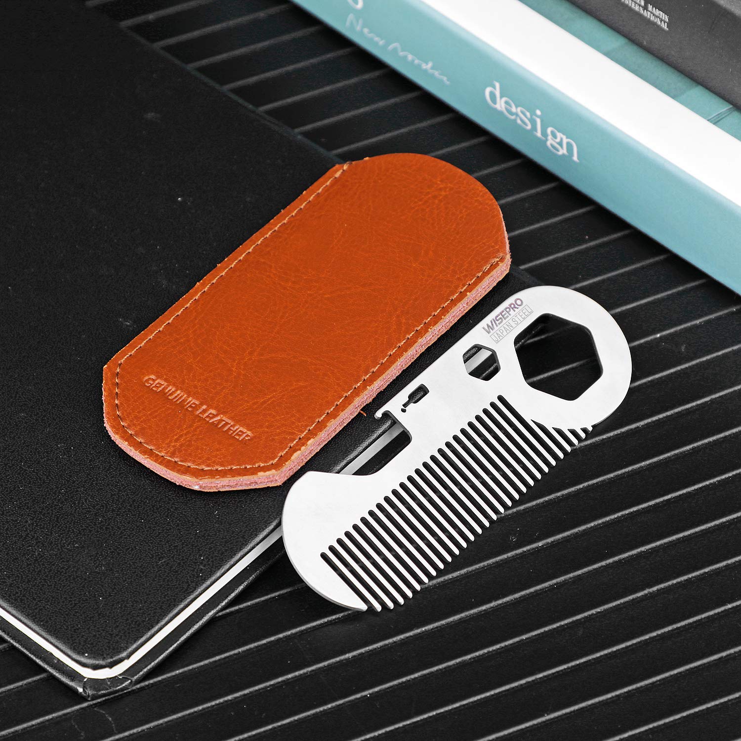 WISEPRO Beard Mustache Comb Fine Toothed Beard Comb Keychain Comb,Suitable For Beard Care Facial Hair Grooming(White Circle Corkscrew)