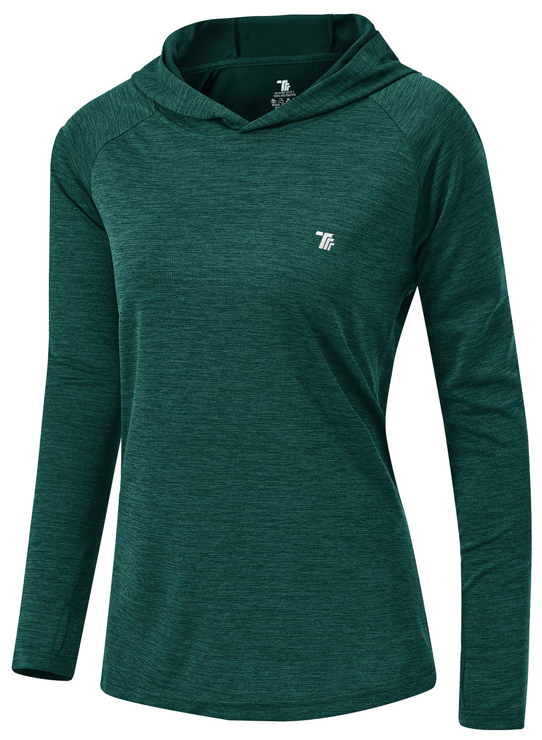 TBMPOY Womens UPF 50+ Sun Protection Hoodie Shirt Long Sleeve Fishing Hiking Outdoor UV Shirt Lightweight Blackish Green XL