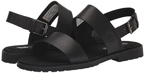 Timberland Women's Chicago Riverside Backstrap Sandal, Black Full-Grain, 8
