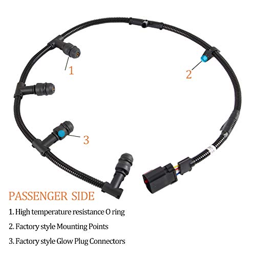 Wztepeng Glow Plug Harness with 8 pcs Glow Plugs Compatible with 2004-2010 Ford 6.0 Powerstroke F-250 F-350 F-450 E-350 E-450 Super Duty,Replace Part # 5C3Z-12A690-A 4C2Z-12A690-AB