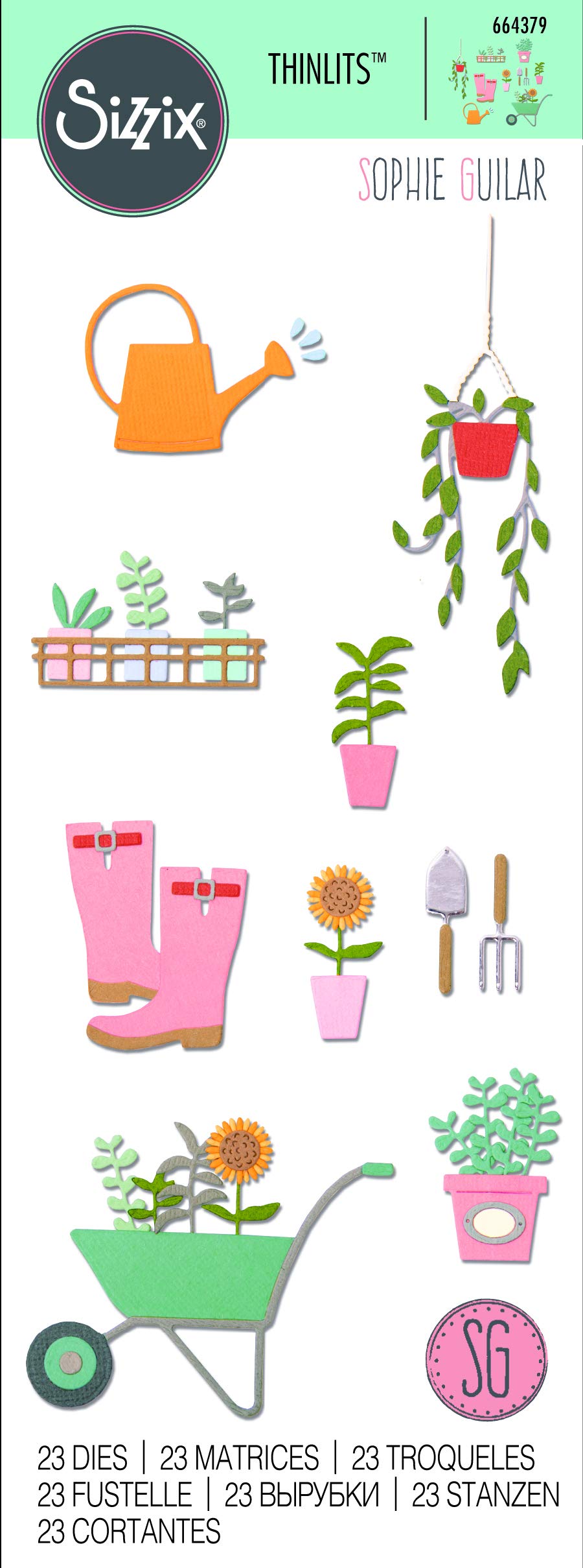 Sizzix Thinlits Die Set 23 Pack Garden Shed by Sophie Guilar, Multicolor