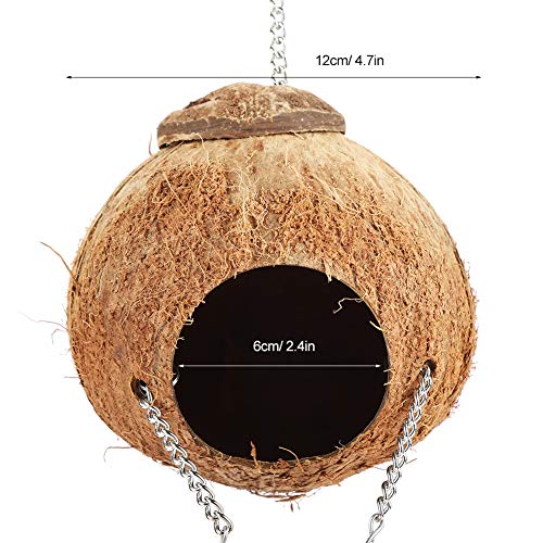 TOPINCN Birds Nest, Handmade Coconut Shell House with Climbing Ladder Pet Breeding Bird Cage Hanging Ornament for Budgie Parrots Hamsters Squirrels