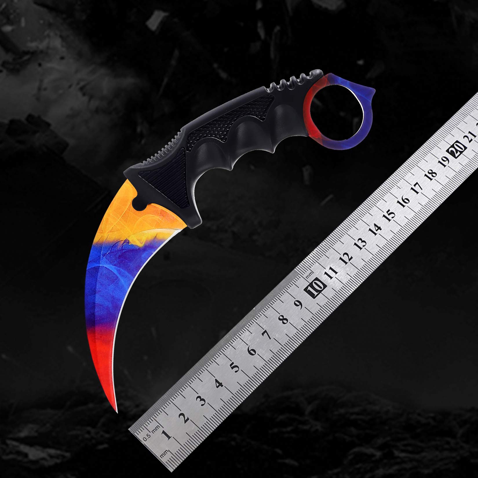 TOPOINT 2 Packs Karambit Knife Fixed Blade Knife with Sheath and Cord Karambit Knife for Hunting Camping, Field Survival,Collection (Fade Yellow&Red)