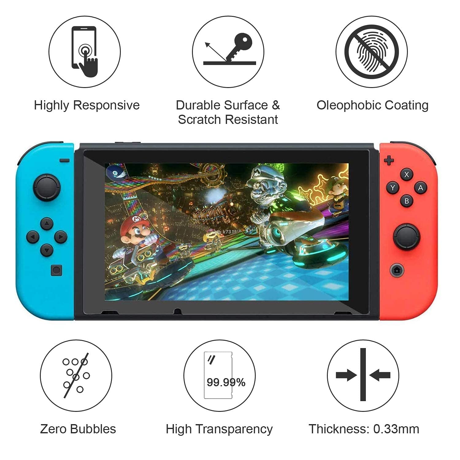 Wmythk Nintendo Switch Case Gray Protective Hard Portable Travel Bag with Tempered Glass Screen Protector-for Nintendo Switch Console & Accessories Protective