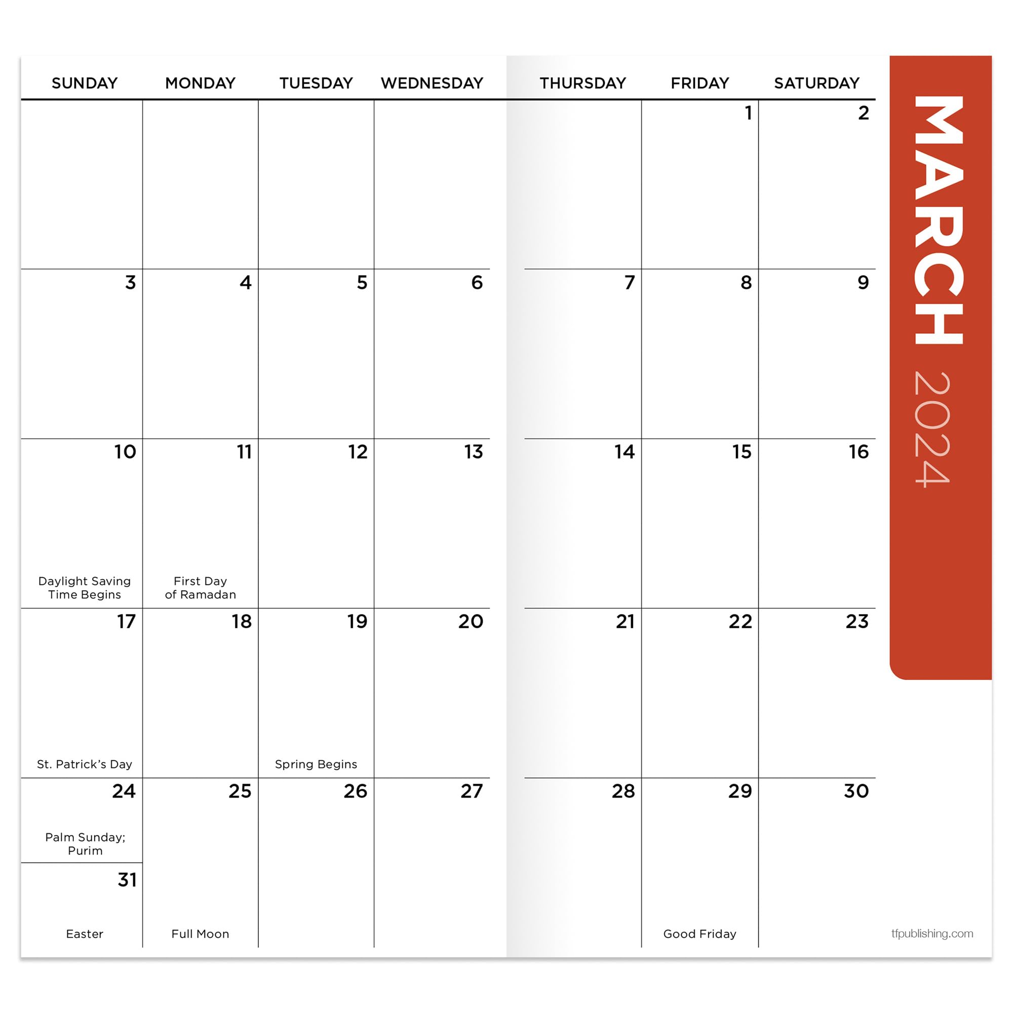 TF PUBLISHING 2024-2025 Bright Blooms 2-Year Small Monthly Pocket Planner | 2-Page Large Calendar Grid and Lined Notes Section in Back | Monthly Day Planner for Purse | 3.5" x 6.5"