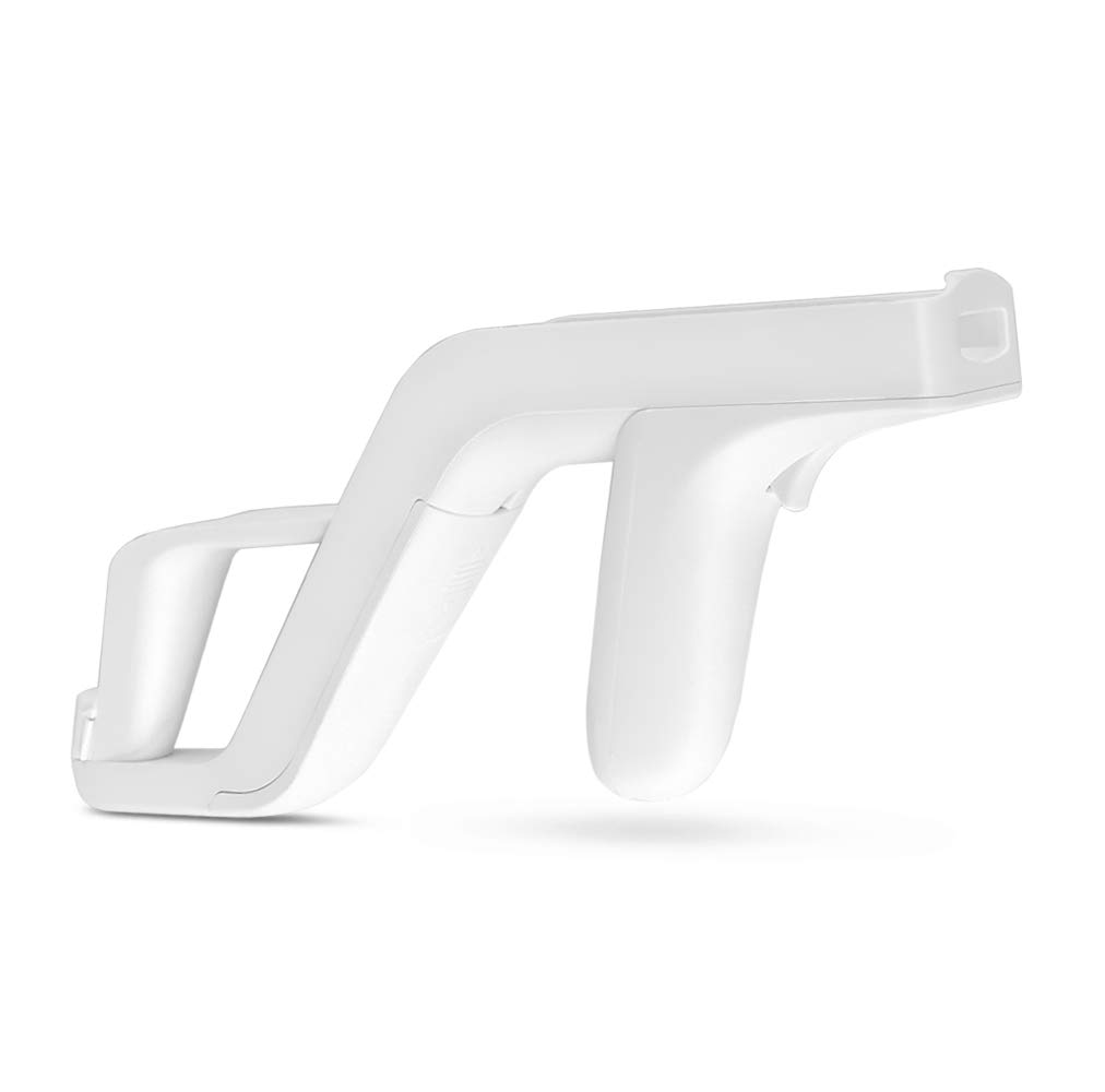 TNP Zapper Gun for Nintendo Wii 2 Pack Wireless Blaster Remote Wiimote Controller Game Attachment, Links Remote Nunchuk for Shooting Sport Games - Light White