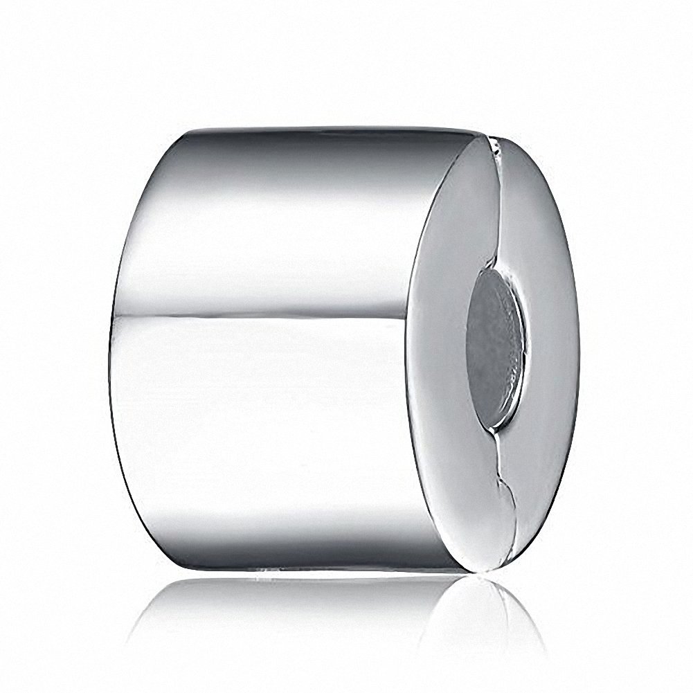 SOUKISS Soulbeads Authentic Sterling Silver Charm Clip Lock Stopper Bead Fit Bracelets,Valentines Day Gifts (shiny round)