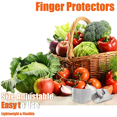 Suiwotin 4pcs Stainless Steel Finger Protector for Cutting, Metal Finger Guard for Chopping Vegetables, Kitchen Finger Guard for Dicing and Slicing (Single Finger)