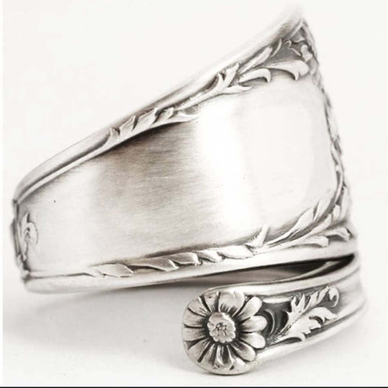 YEXUAN 2022 Jewelry [Select your spoon ring adjustable size 6-11 oxidation 925 sterling silver