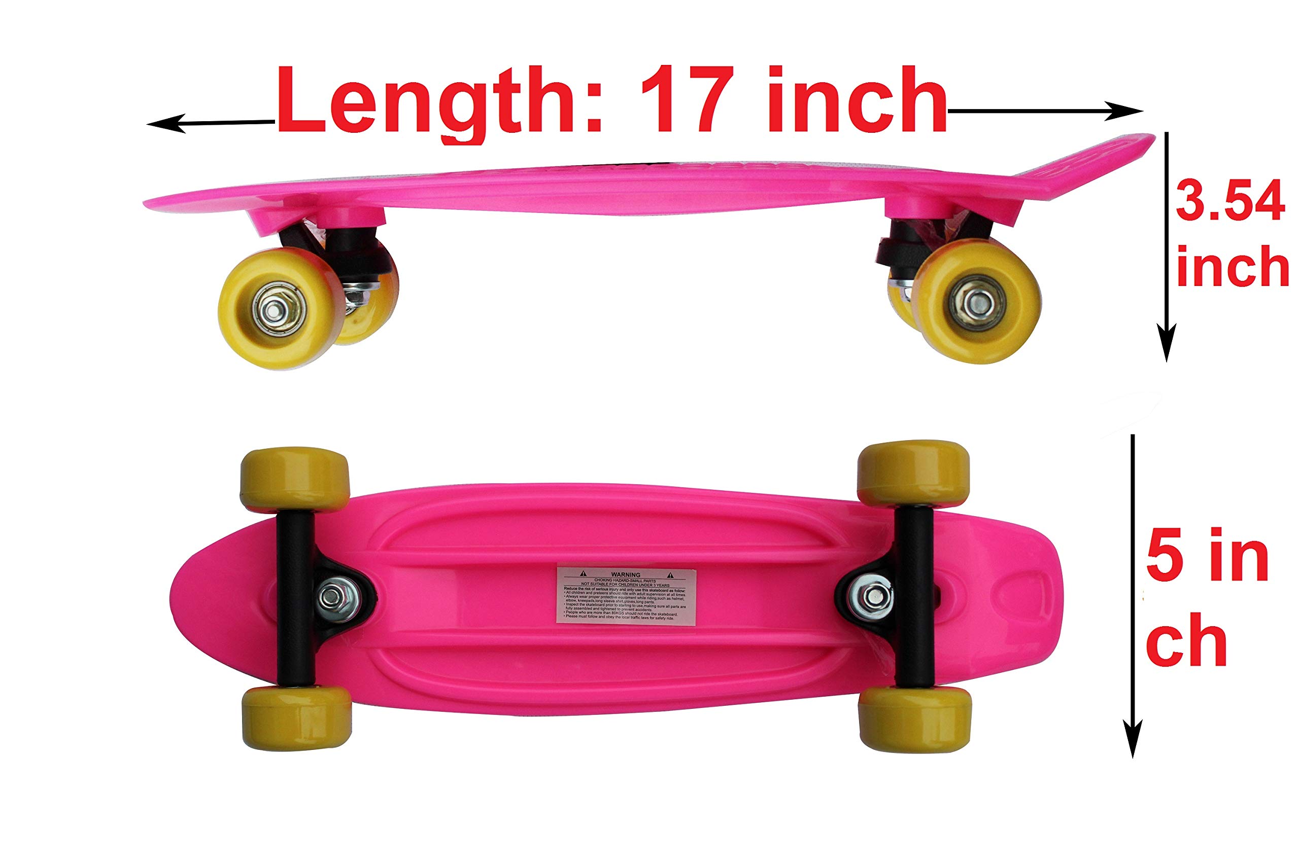 SK8MEMO 17X5inch Mini Skateboard, Mini Cruiser Skateboard for Beginnersā¦