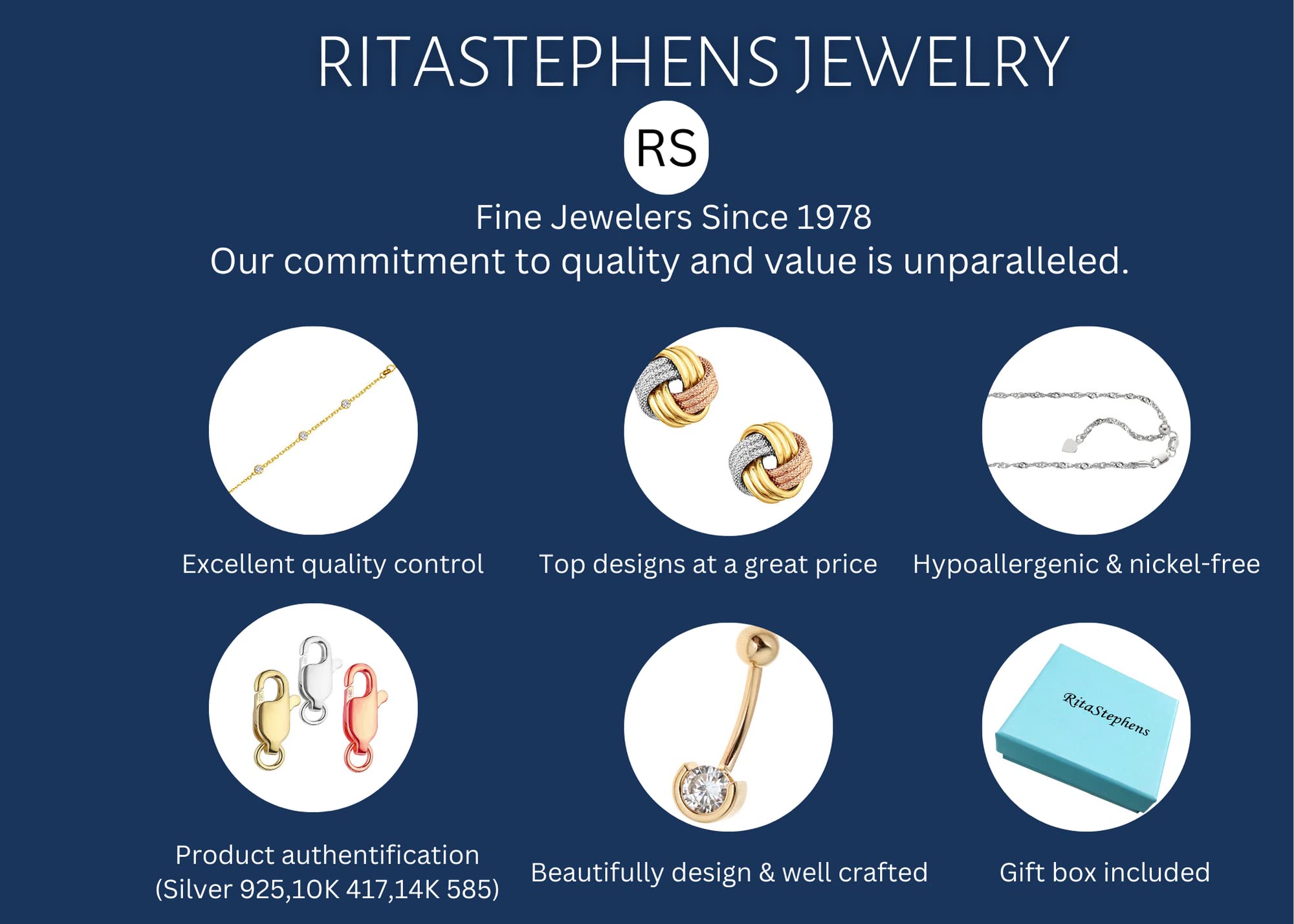 Ritastephens 14k Solid Yellow Gold Eyebrow Ring Jewelry 16 Gauge Cubic Zirconia
