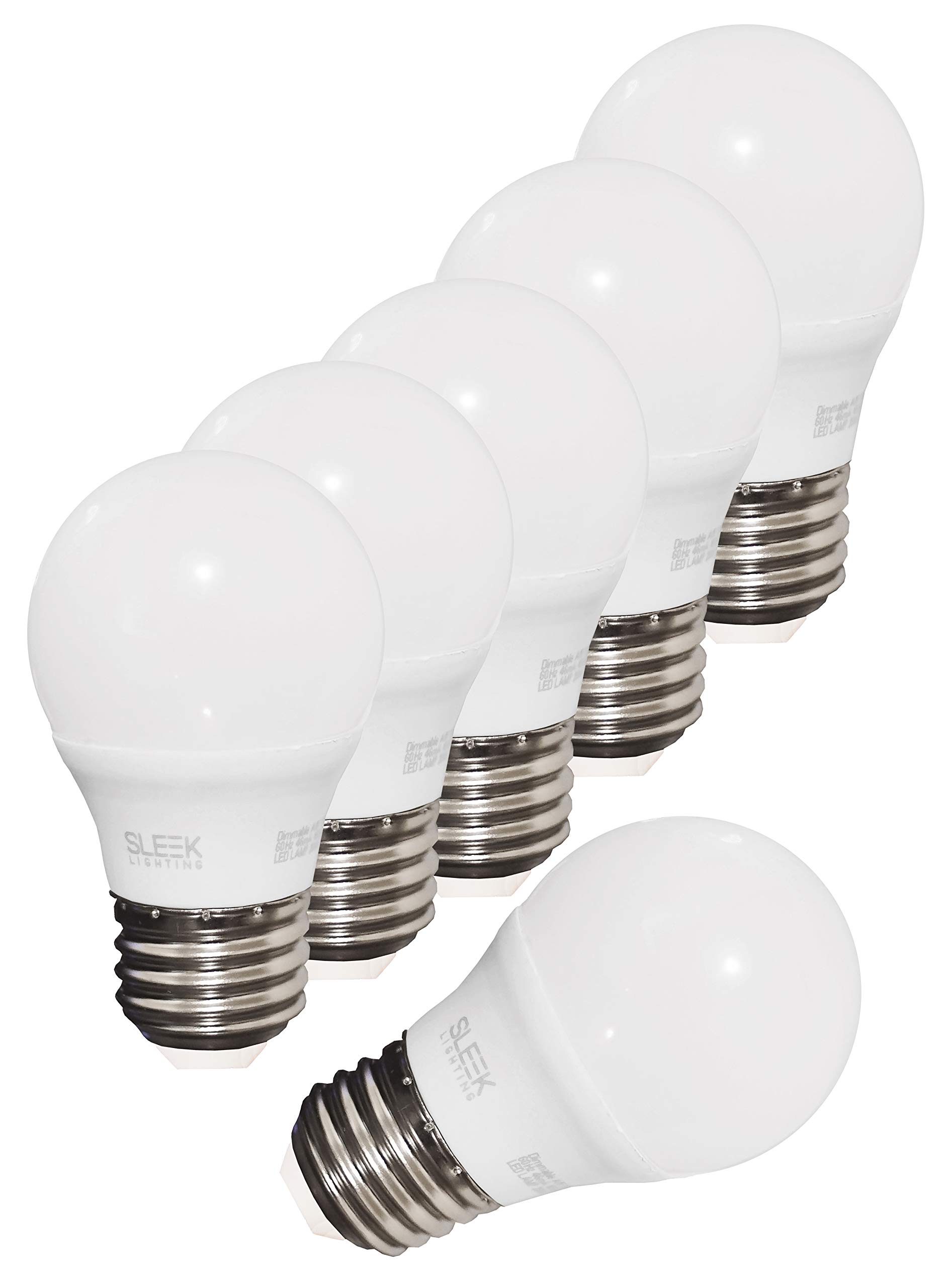 SleekLighting 5.5W A15 Dimmable LED Lightbulb (6 Pack) - General-Purpose Household Lighting Bulb -Warm White (3000k) - 450lm, HL Chip, 240 Degree, E26, UL & ES Listed - Uses 5.5 Watts of energy, 120 V