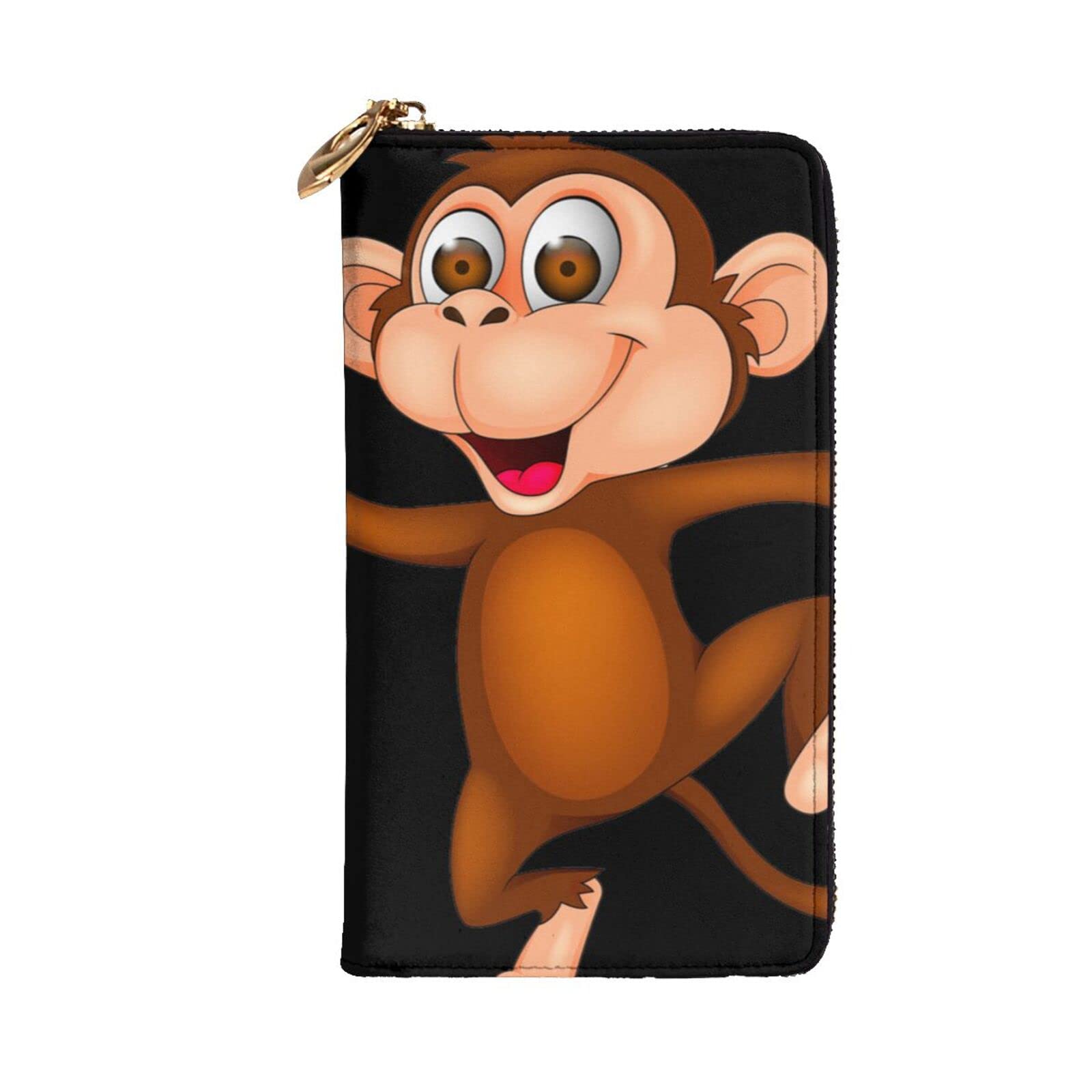 Women'S Leather Wallet Monkey Coin Purse Travel Credit Card Holder Zipper Purse Cell Phone Handbag
