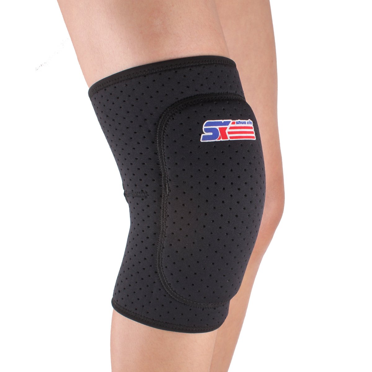 ShuoXin Thicken Breathable Sports Neoprene Knee Sleeve Compression Support Brace Knee Guard Protector Pad 1PCS - Black (L)