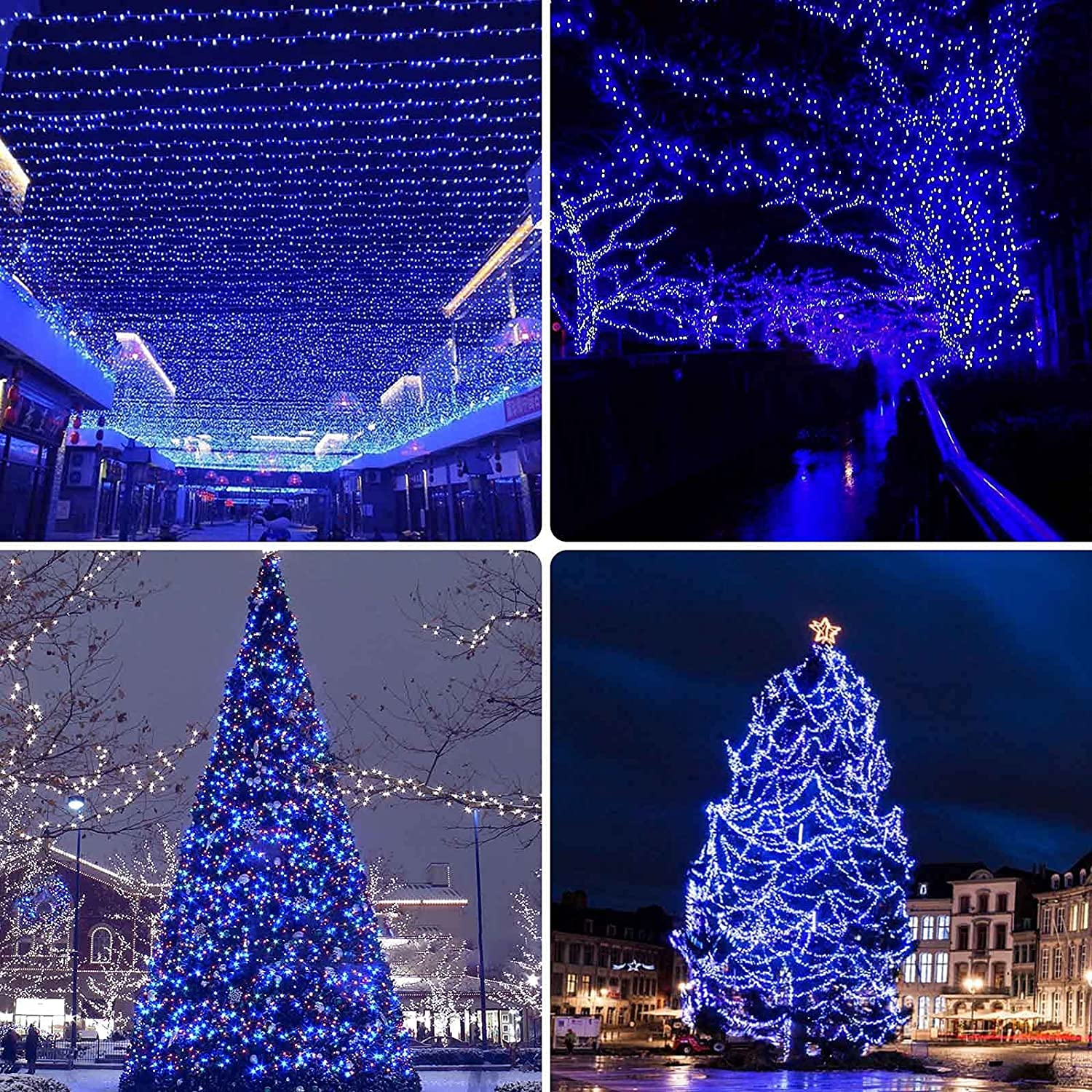 YIQU Blue Super-Long Solar Halloween Lights Outdoor Halloween Decorations, 2-Pack Each 72ft 200LED Solar String Lights, Waterproof 8 Modes Solar Fairy Lights for Garden Patio Party (Blue)