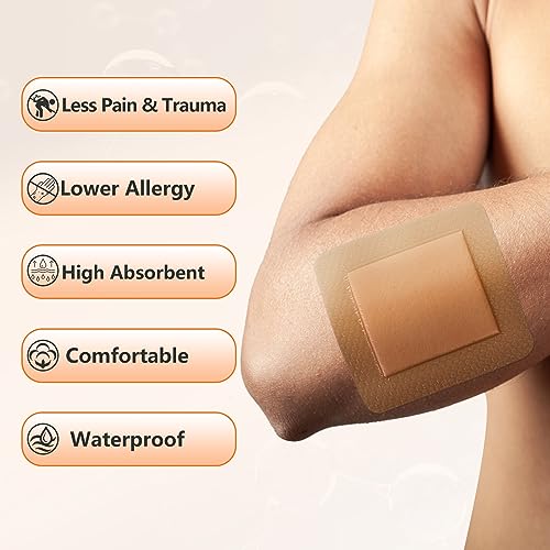Silicone Adhesive Foam Dressing with Gentle Border 3''x3'' - 10 Pack High Absorbency Waterproof Wound Bandage for Bed Sores, Leg Ulcers, and Foot Diabetic Ulcers