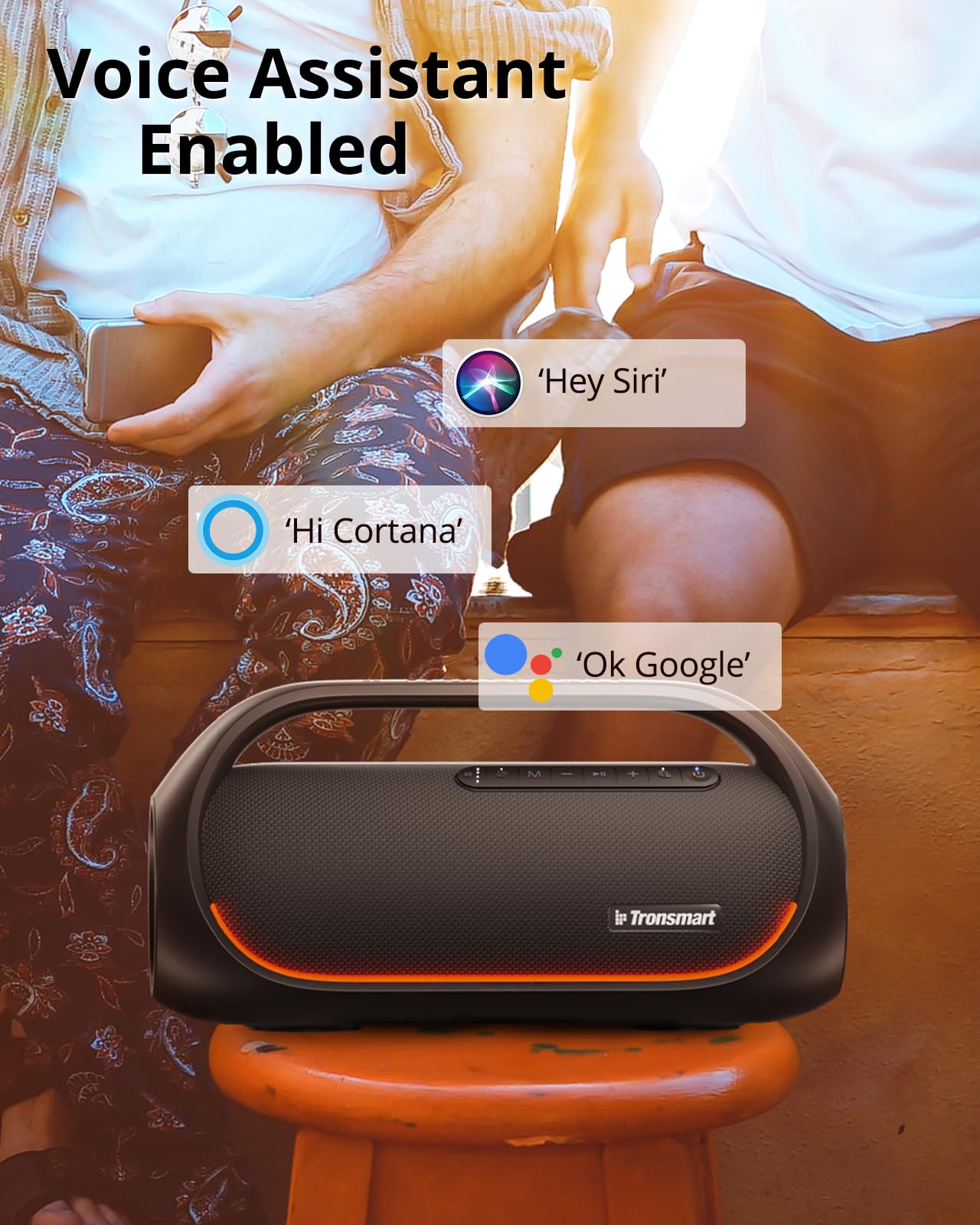 Tronsmart Bang(Upgraded) 60W Bluetooth Speakers with Subwoofer, IPX6 Waterproof Loud Bluetooth Speaker with 7 LED Color Light, 24H Playtime Bluetooth Portable Speaker with Handle for Outdoor, Party