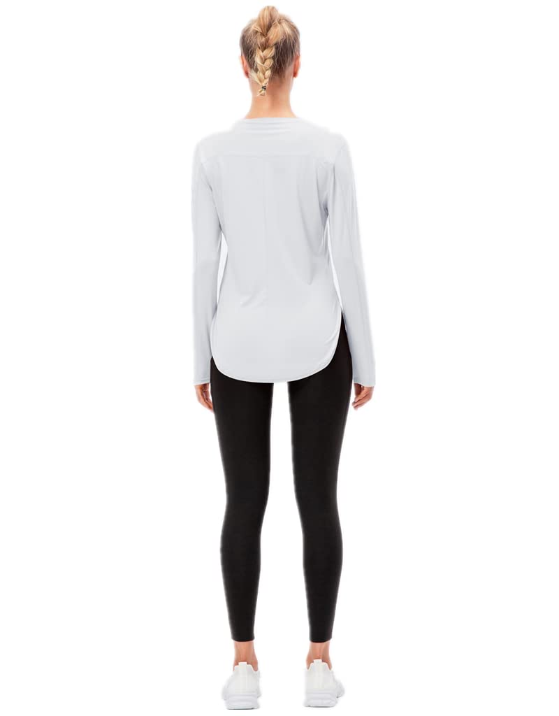 Women's Long Sleeve Shirts UPF 50+ Shirts UV Protection Lightweight Running Sport Workout Tops White M