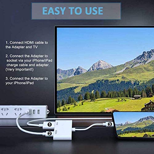 Veetone Lightning to HDMI Adapter for iPhone 11/11 Pro/XR/XS/X8, iPad on HDTV/Monitor/Projector