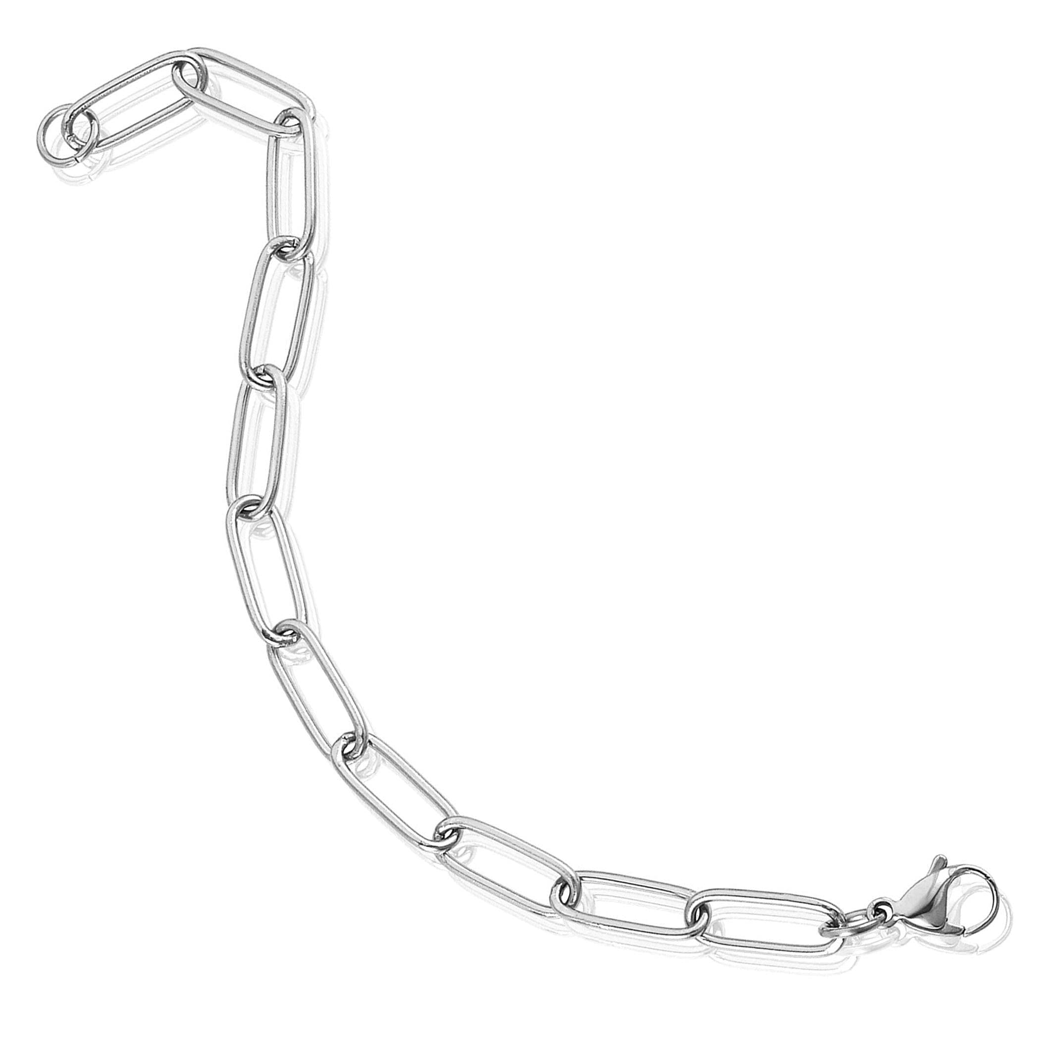 West Coast Jewelry Women's Stainless Steel Paperclip Bracelet 7.5"