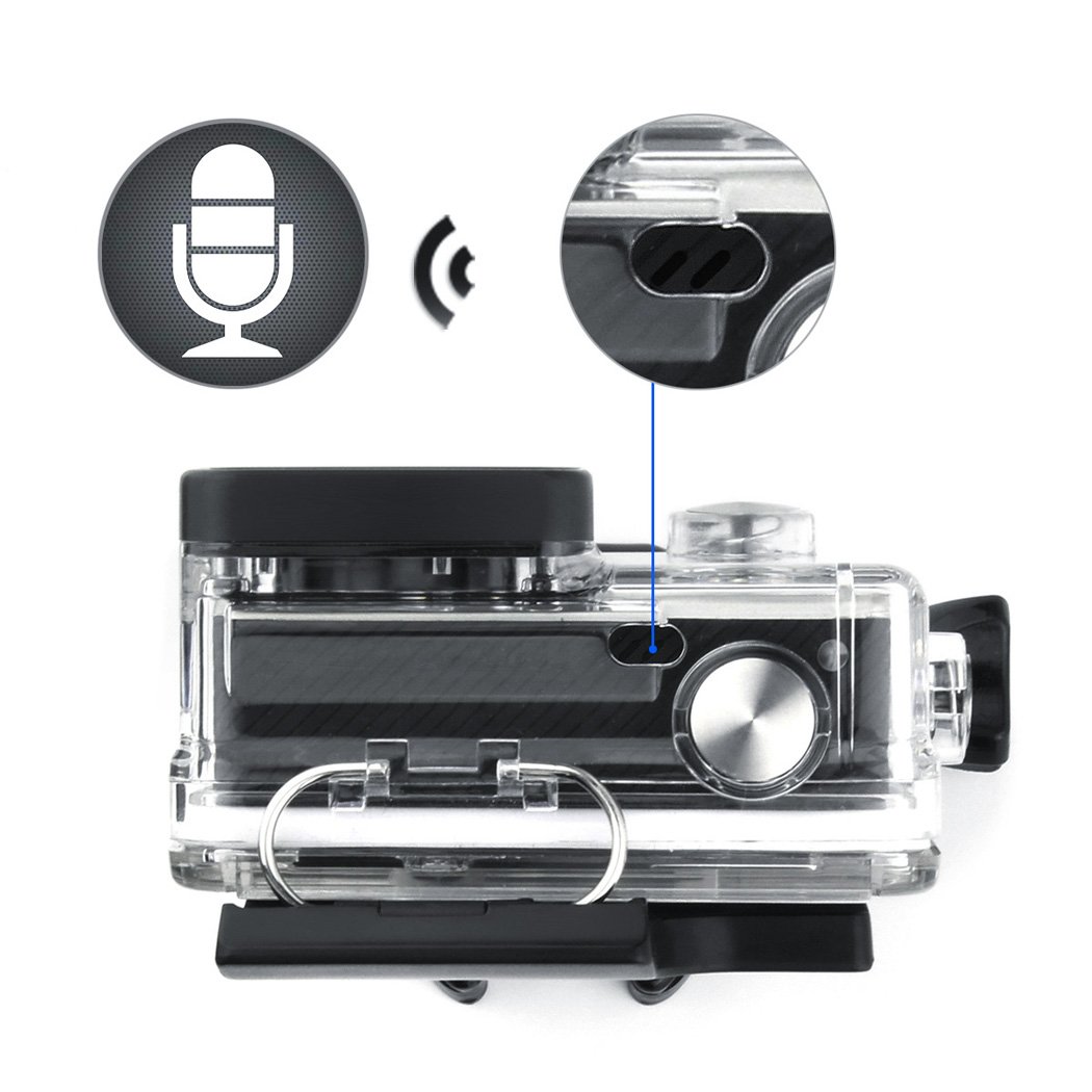 Side Open Protective Skeleton Housing Case with LCD Touch Backdoor and BacPac Backdoor for Extended LCD Screen or Expansion Battery - Compatible with GoPro Hero 4, 3, and 3+ - Transparent Clear