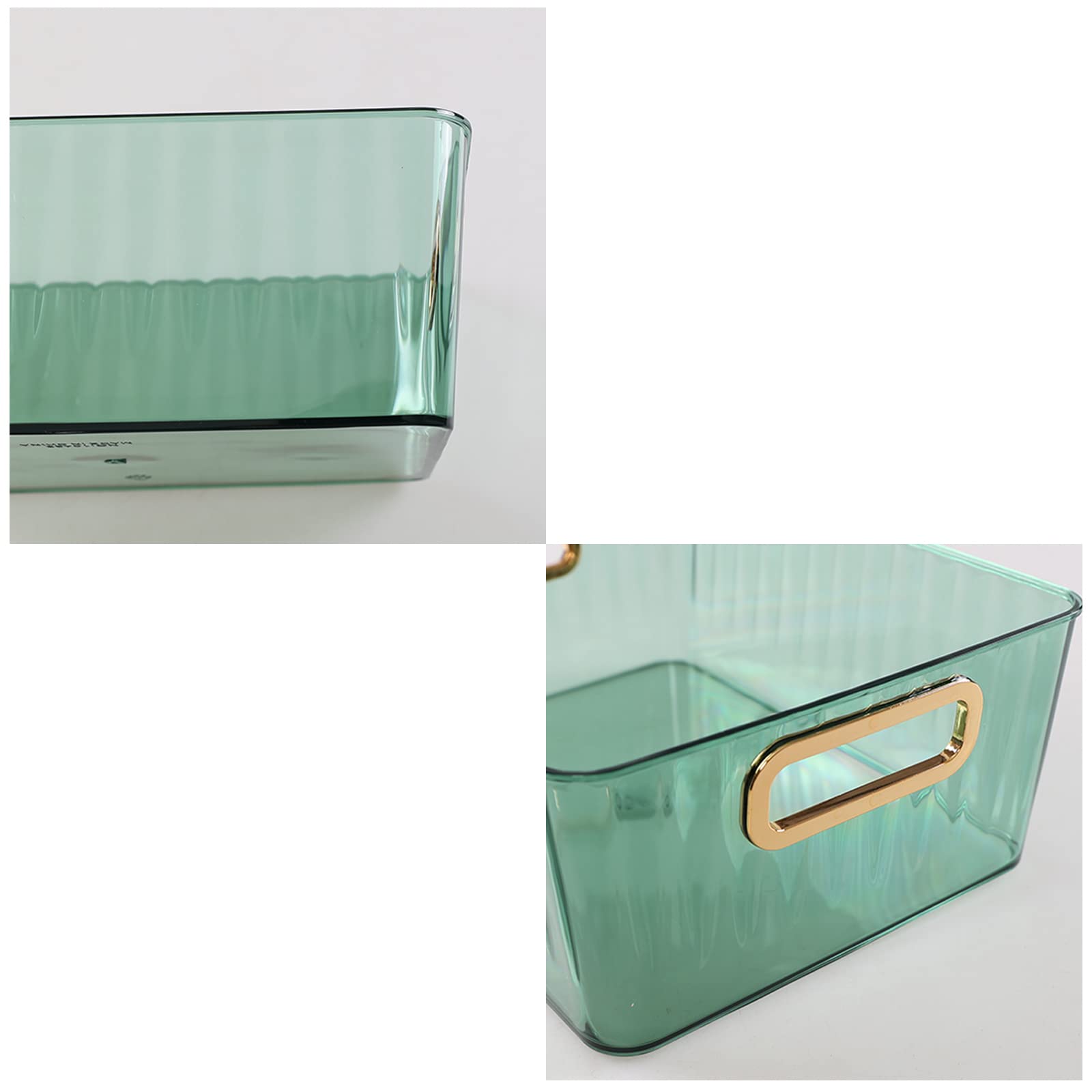 Vcansay Clear Plastic Pantry Organizer Bins, Small Plastic Storage Baskets, Green, 4-Pack